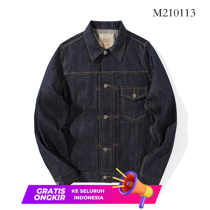 Jual Jaket Pria Lelaki Original Cow Ear Raw Milk Coat Red Border Fabric ...