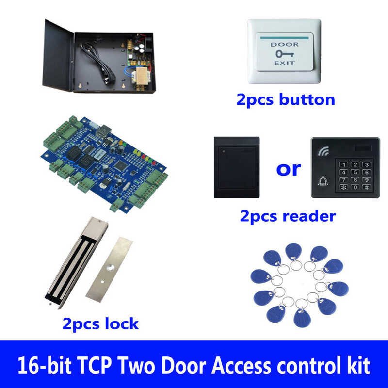 Jual RFID Control Kit,TCP Two Door Access Control+Powercase+280kg Magnetic Lock+ID Reader+Exit ...