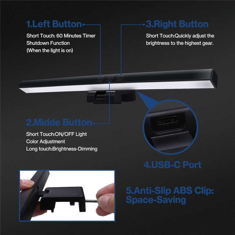 Jual Desk LED Computer PC Monitor Layar Bar Cahaya Tanpa Langkah ...