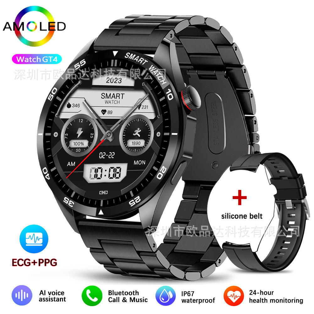 Jual Pelacak fitness GT4pro Bluetooth smartwatch HW58 baru ECG+PPG ...