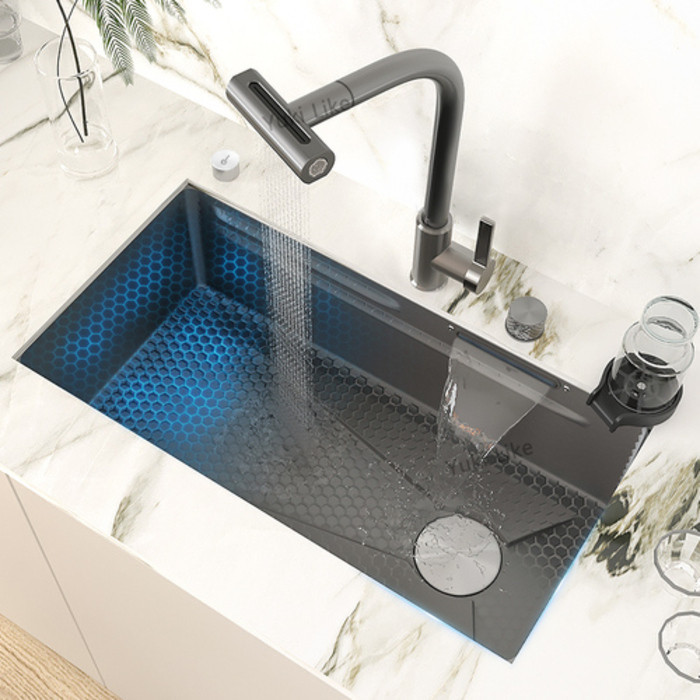 Jual Kitchen Steel Stainless Waterfall Sink Emed Large Single Slot Wash ...
