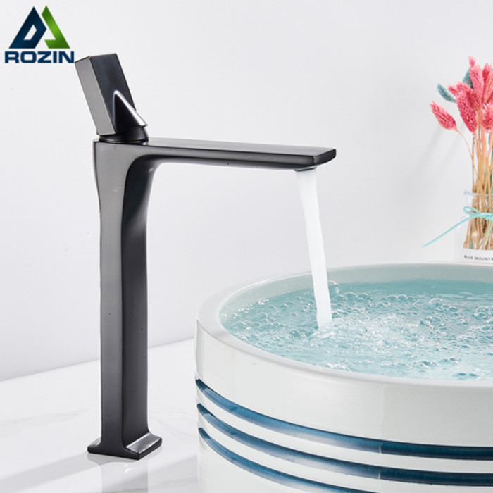 Jual Rozin Faucets Matte Black Bathroom Faucet Hot and Cold Basin Mixer ...