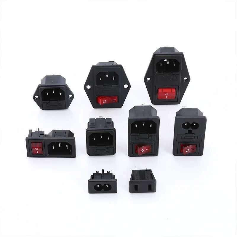 Jual Komputer Mount Outlet 2 3 Pin IEC320 C14 Electric Power Socket LED ...