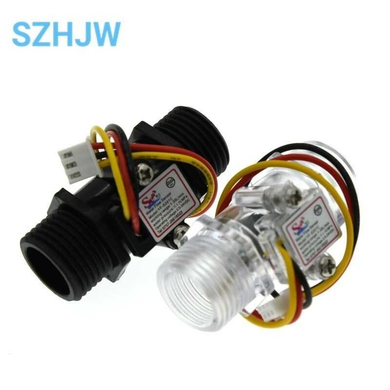 Jual Transparent Black YF-201C Water Turbine Meter 4 Points Flow Sensor ...
