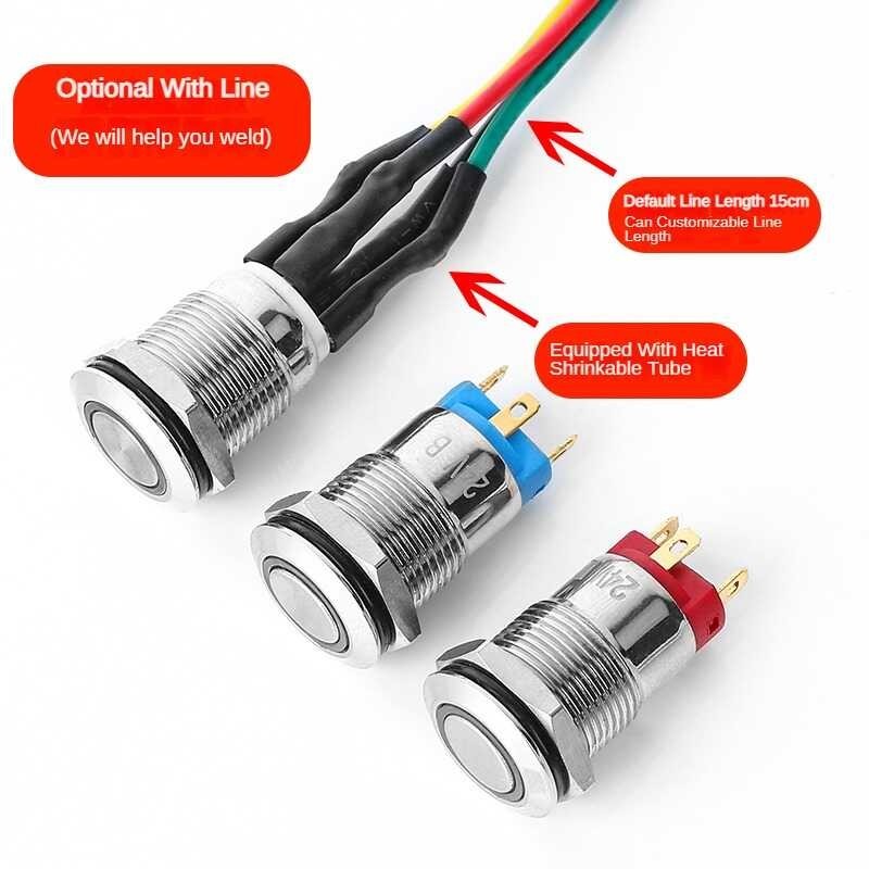 Jual 12MM Small Push Button Switch Led On/Off Sockets and Metal Start ...