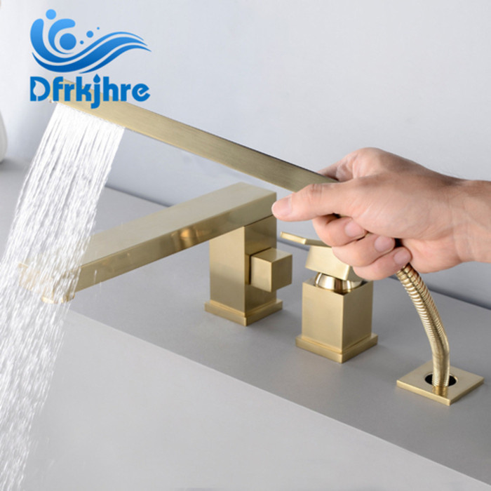 Jual Berus emas Mixer Bathtub dengan tangan dua fungsi faucet set dek ...