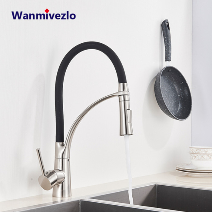 Jual Bersih Nickel Rubber Faucet Mixer Rotasi Tarik Down Stream Sprayer ...