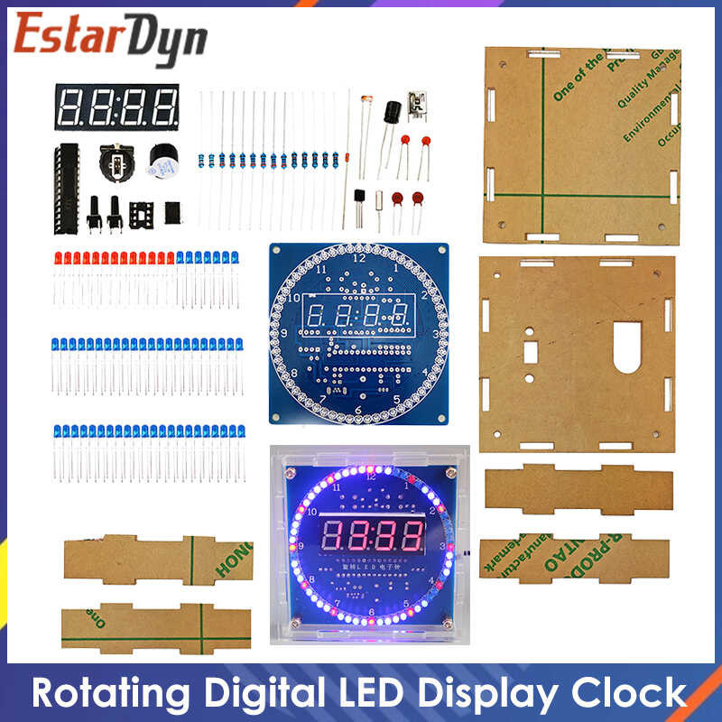 Jual DIY Rotating LED Display Module Alarm Electronic Digital Clock Kit ...