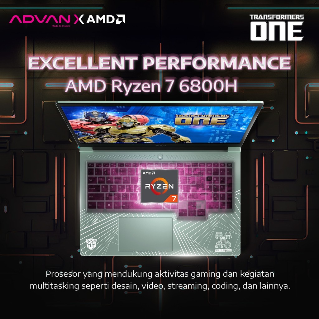 Jual [EXCLUSIVE LAUNCH] ADVAN Laptop Gaming Pixwar x Transformers AMD ...