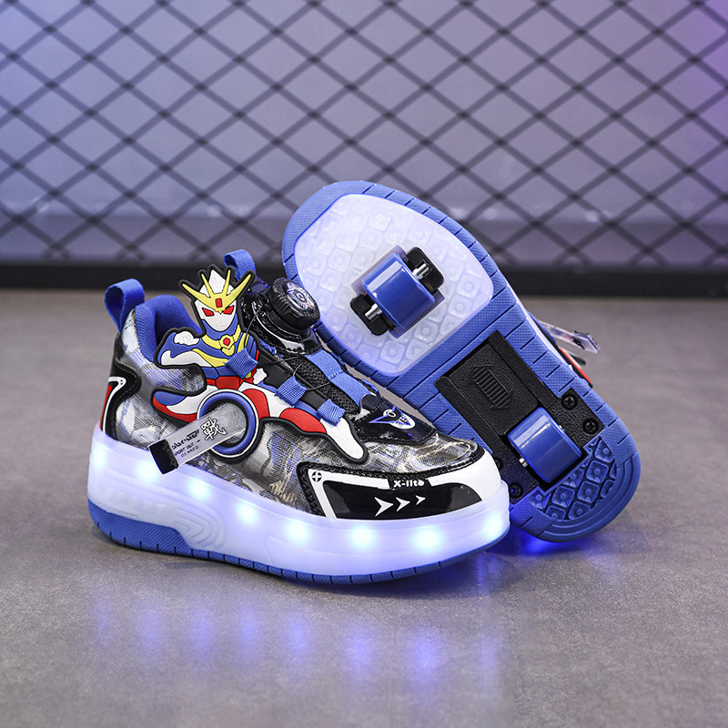 Jual Sepatu roda empat anak Butang berputar, lampu kartun menyala ...