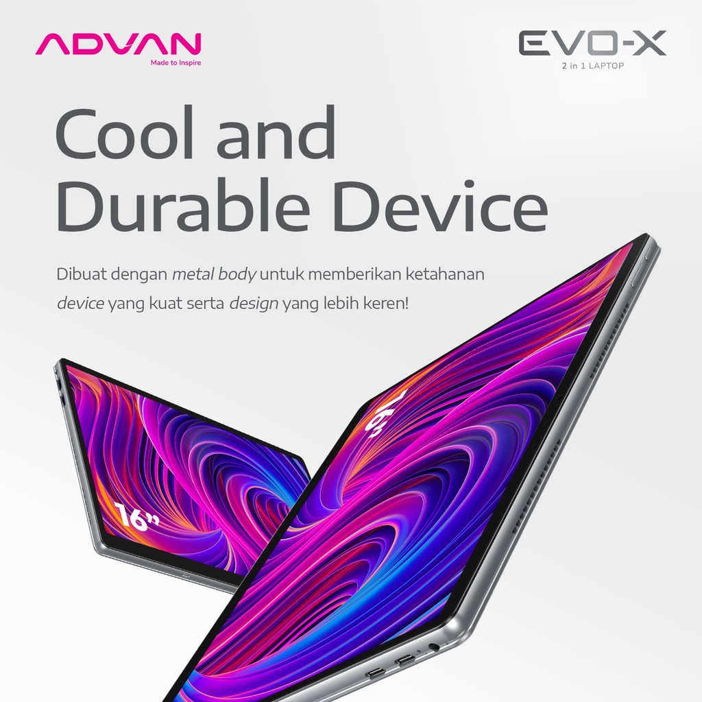 Jual [FREE STYLUS PEN +KEYBOARD] ADVAN Laptop 2 in 1 EVO-X 16” / 13 ...