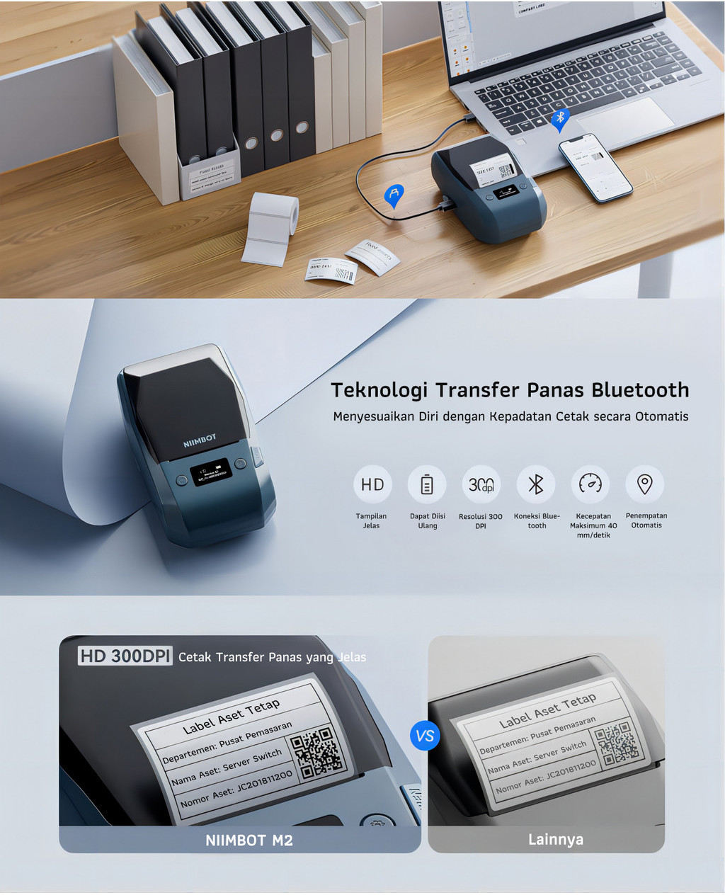 Jual NIIMBOT M2 Printer Barcode Multifungsi, Mendukung Pencetakan Warna ...