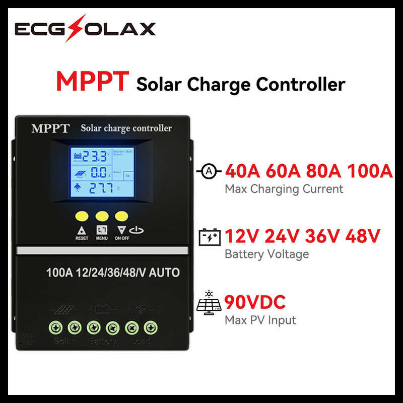 Jual ECGSOLAX 100A 80A 60A 40A MPPT Controller 12V 24V 36V 48V Auto Solar PV Battery Charge ...