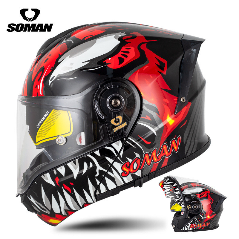 Jual Helm Sepeda Motor Helmet SOMAN baru Racing dengan Lensa Dua ...