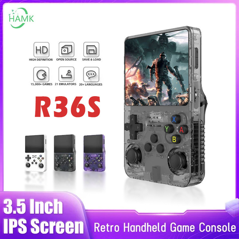 Jual R36S Retro Game Console Linux System 3.5 inci IPS Screen Portable ...