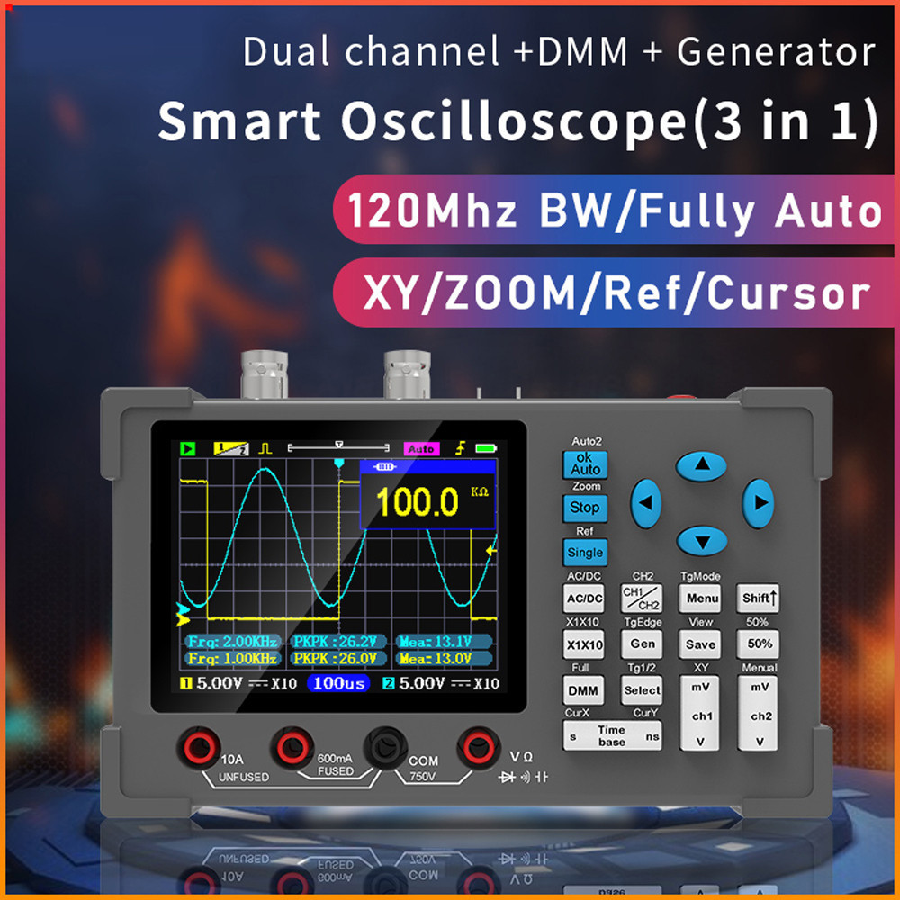 Jual 3in1 Digital Multimeter Signal Generator Dual Channel 120Mhz ...