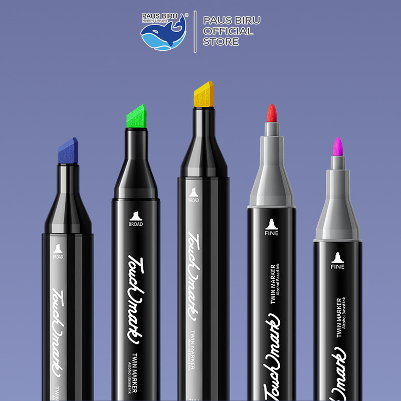 Jual Paus Biru - Spidol Warna Warni 1 Set Sketch Marker 2 Tip Touch ...
