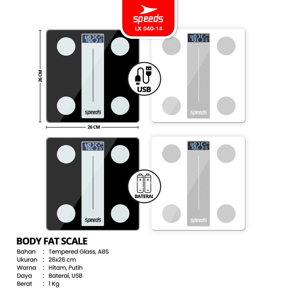 Jual SPEEDS Timbangan Badan Smart Digital Weight Scale Scales 26cm ...