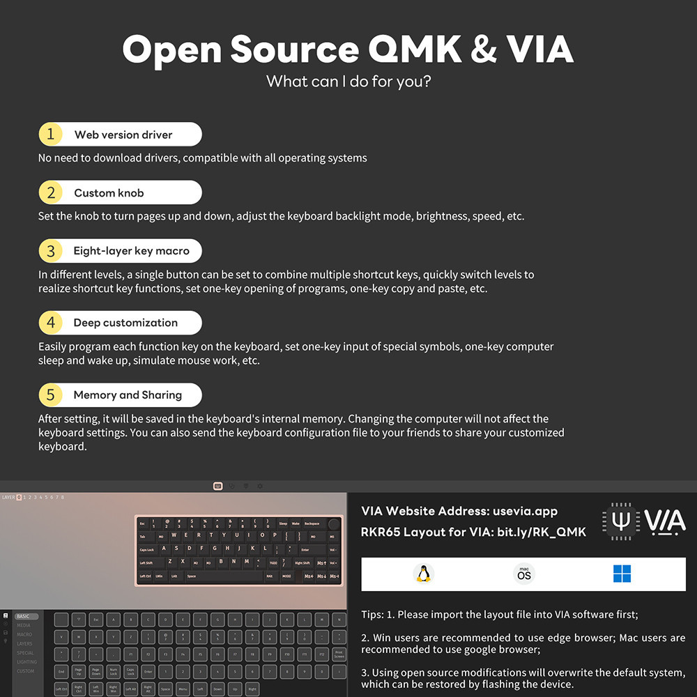 Jual Royal Kludge RK R65 Black 66 key Wired Gaming Keyboard | Shopee ...