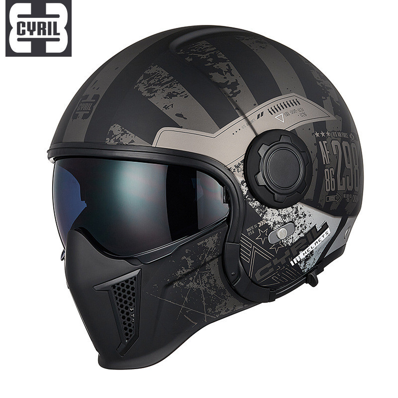 Jual Helm Sepeda Motor Helmet CYRIL Empat Season Black Knight Halhalf ...