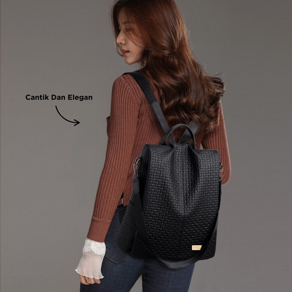 Jual HANAMI Tas Ransel Wanita Kulit Premium Korea Cewek Sekolah Gendong ...