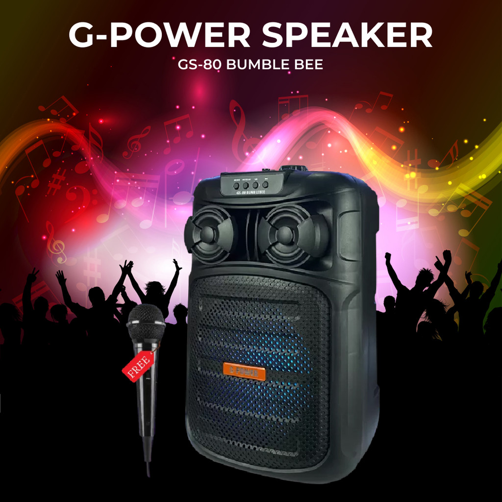 Jual G-Power Speaker GS 80 Bumble Bee Speaker Portable Bluetooth 1500mAh 8 Inch Support Karaoke ...