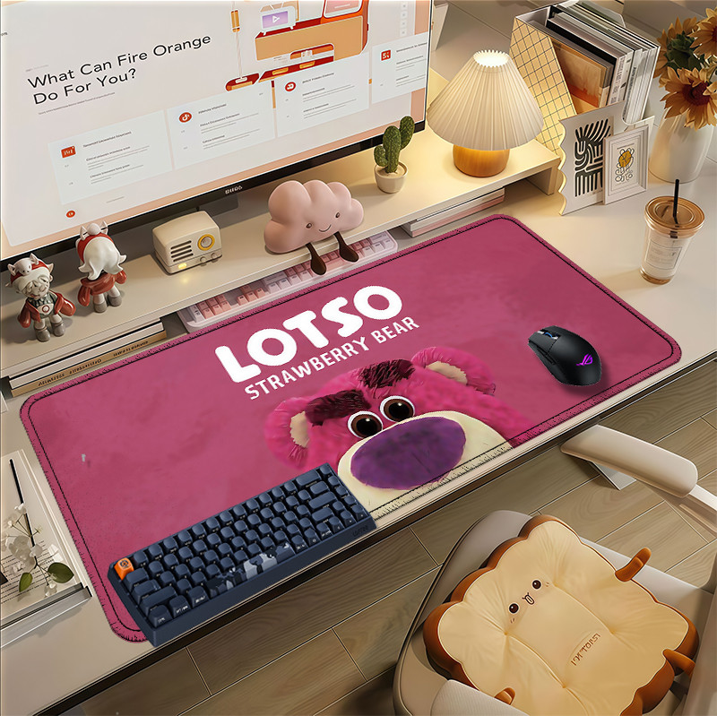 Jual Lotso pink aesthetic mouse pad karet besar aesthetic anime custom ...