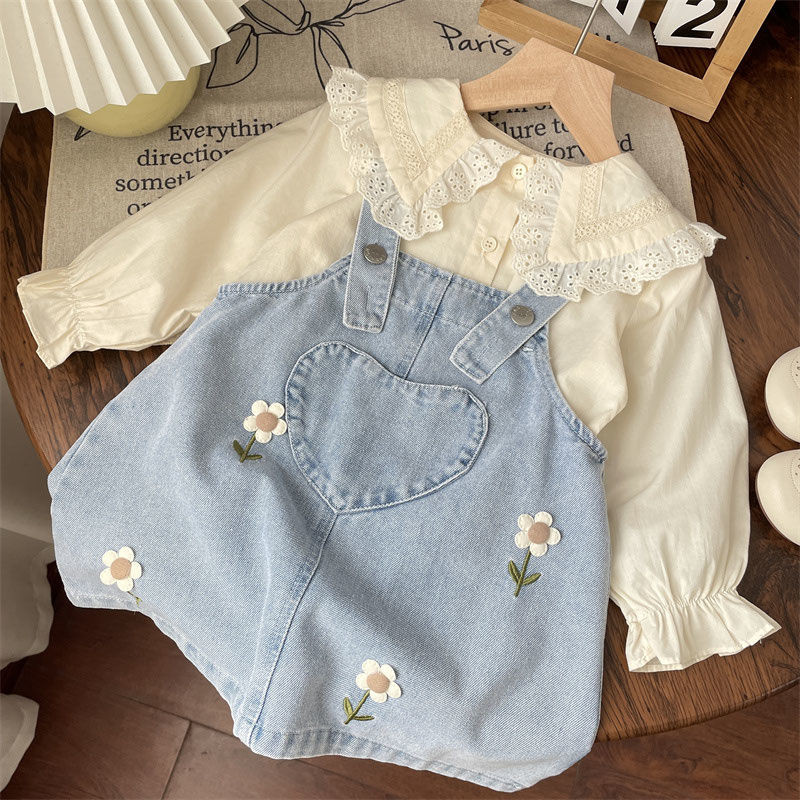 Jual Girls Spring Two-piece Suit 2024 New Korean Style Flower ...