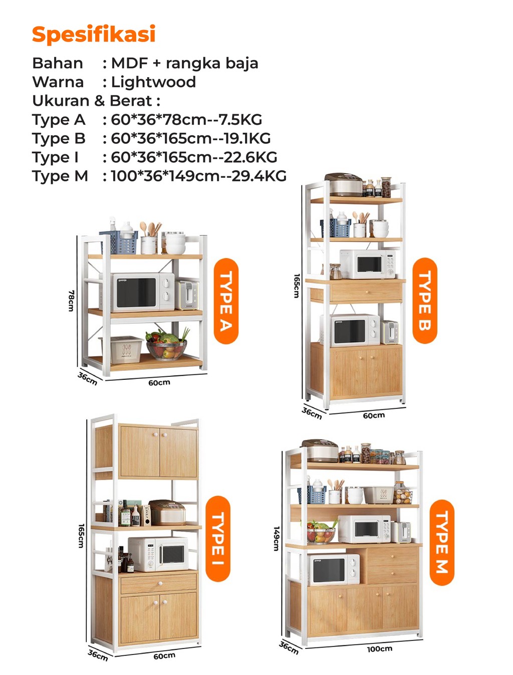 Jual Homedoki Lemari Dapur Kayu/Rak Dapur Minimalis/Rak Dapur Serbaguna ...