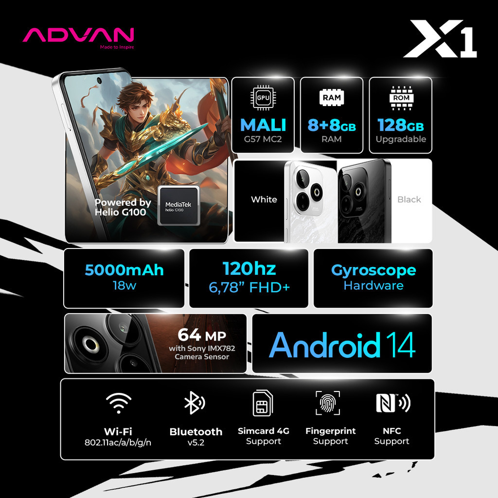 Jual [NEW LAUNCH] Gaming Smartphone ADVAN X1 | MediaTek Helio G100 ...