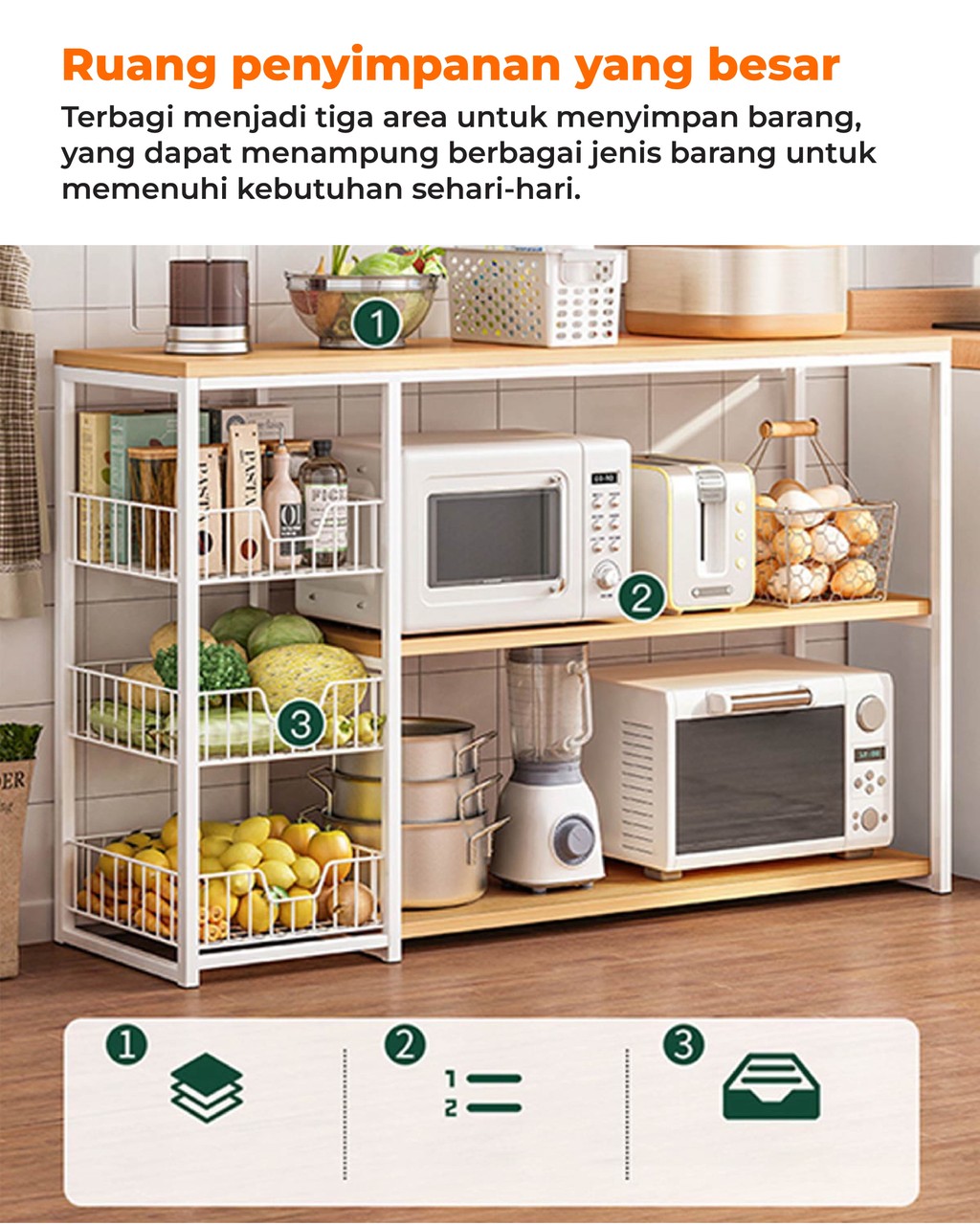 Jual Homedoki Rak Dapur Kayu/Lemari Dapur/Lemari Dapur Minimalis/Rak ...