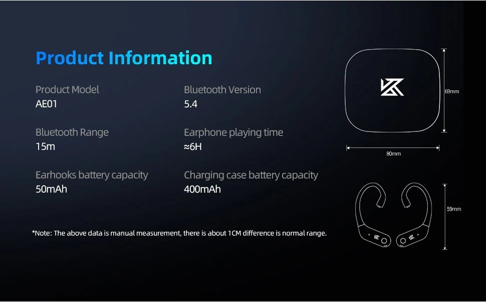 Jual KZ AE01 Wireless Bluetooth 5.4 Module Bluetooth Ear Hook Upgrade Module for Earbuds 2Pins ...