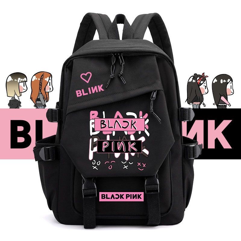 Jual Blackpink Pink And Ink Support The Same Style Backpack Junior High ...
