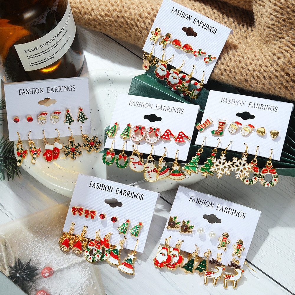 Jual Anting set seri Natal Eropa dan Amerika anting rusa topi gaya ...