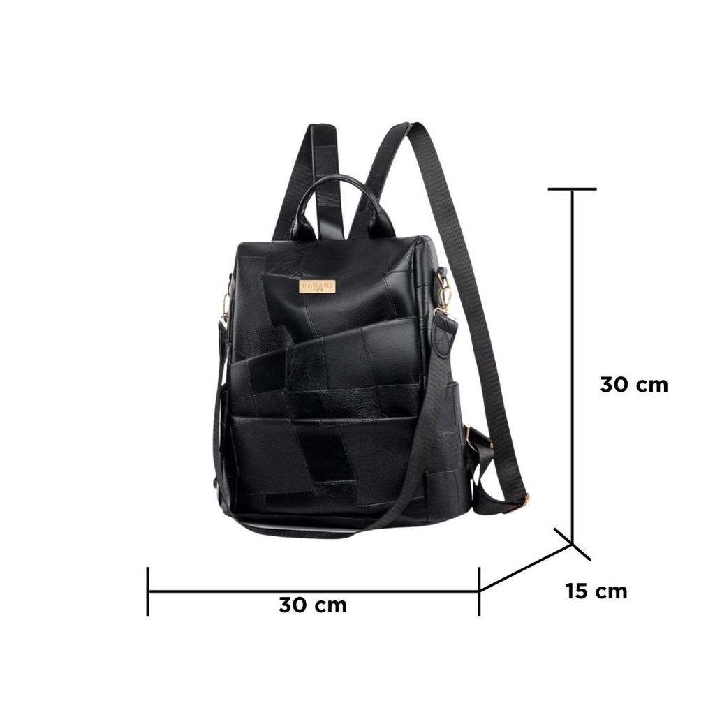 Jual HANAMI Tas Ransel Wanita Hitam Sincere Kulit Cantik Kekinian ...