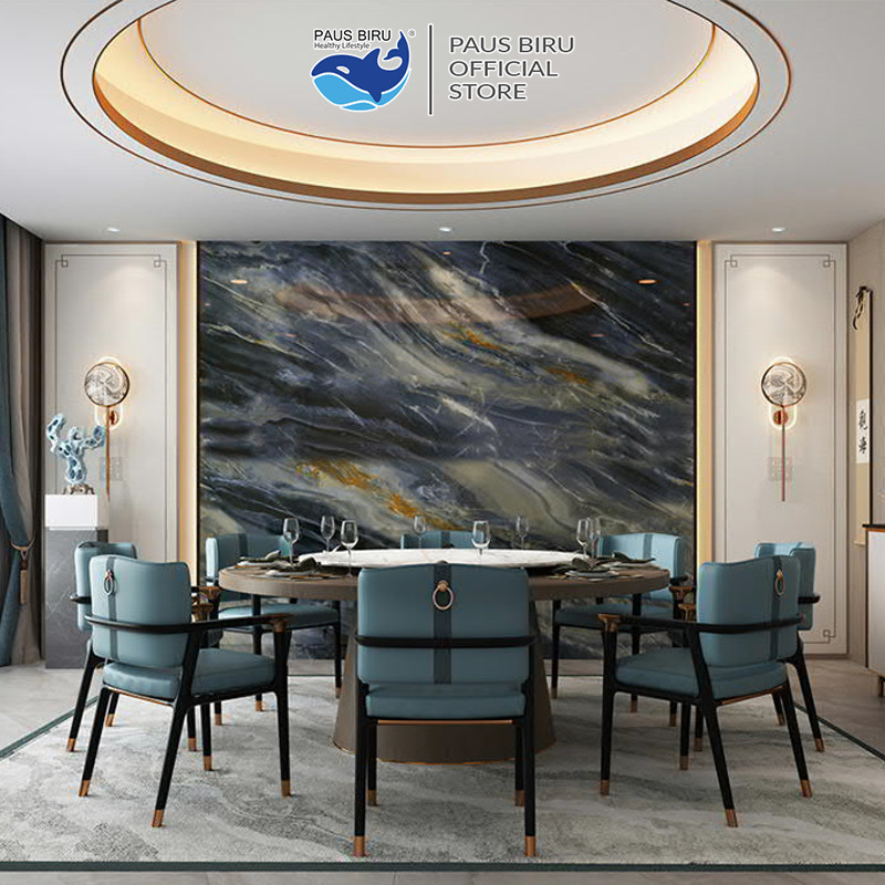 Jual Paus Biru - Wallpaper Dinding Motif Vinyl Marble Foam Roll Sticker ...