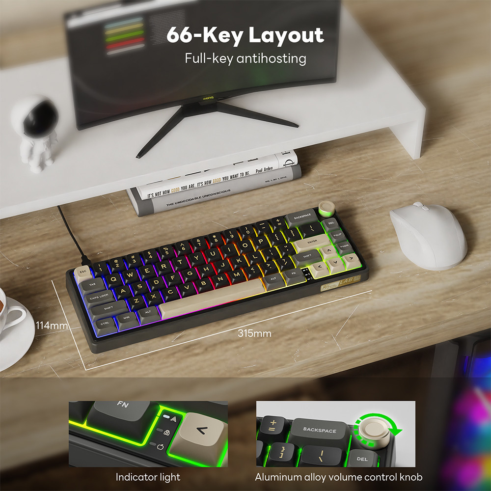 Jual Royal Kludge RK R65 Green 66 key Wired Gaming Keyboard | Shopee Indonesia
