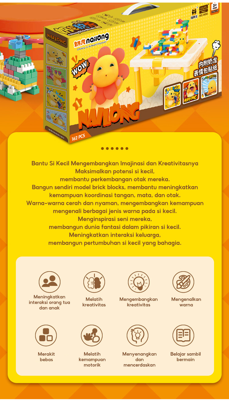 Jual OHSOME Jumbo Nai Long Brick DIY 100 pcs Building Blocks / Block ...