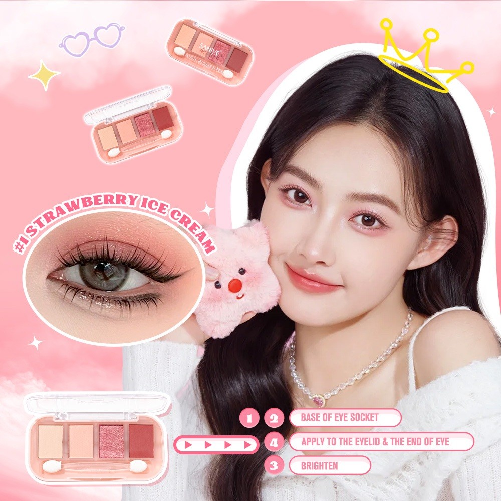 Jual SANIYE New 4 Warna Glitter Eyeshadow Palette Menarik Mata Eye ...