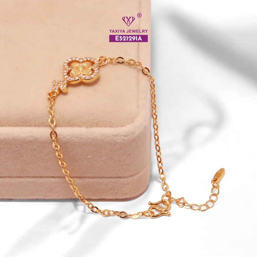 Jual Yaxiya Gelang Rantai Four Leaf Daun Semanggi Permata Perhiasan ...