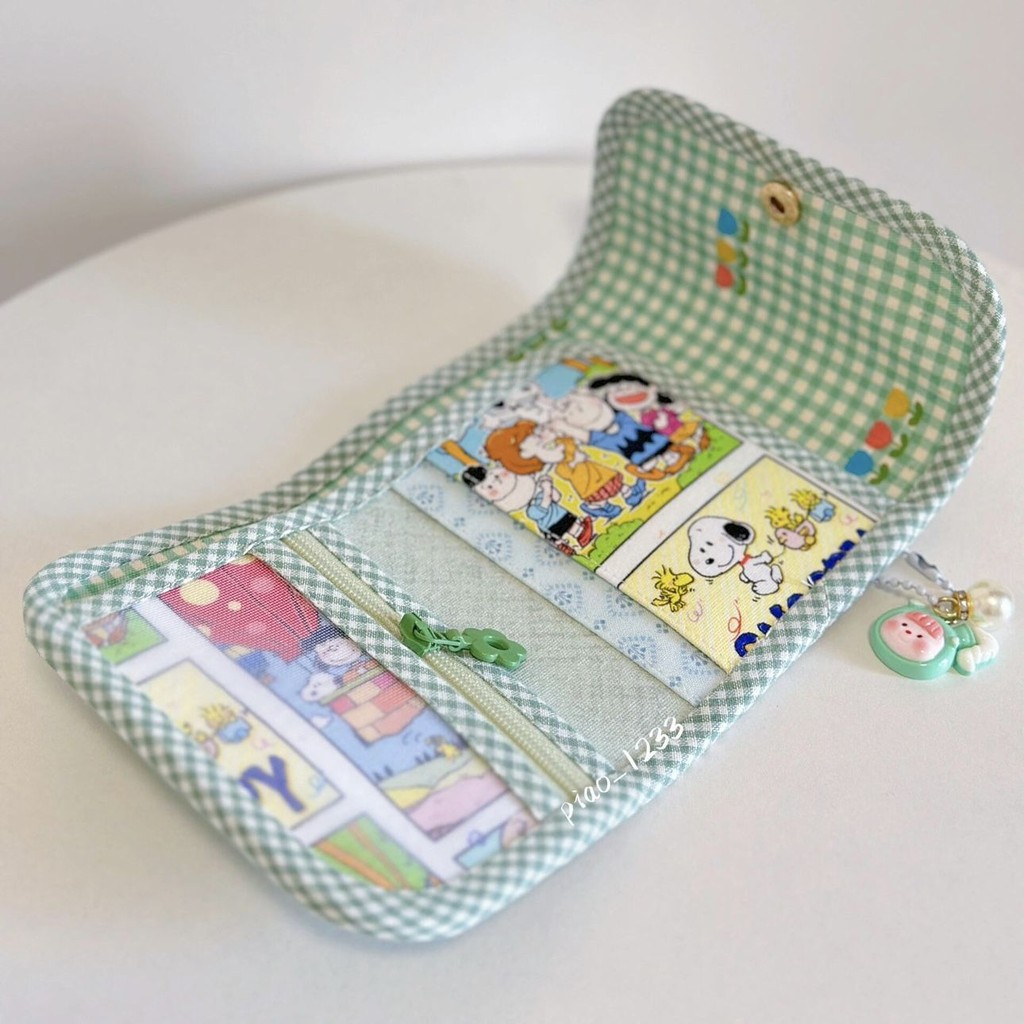 Jual Dompet koin Snoopy kotak-kotak hijau gaya Ins dompet kecil kartun ...