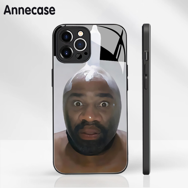 Jual Premium Cute Funny Lucu Aesthetic Cowok Hitam Glass Soft Case ...