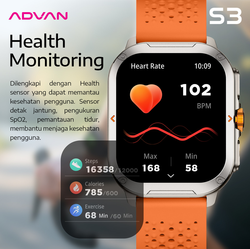 Jual [NEW LAUNCH] ADVAN Smartwatch S3 | 1.99" Inch Display | Zinc+ Aluminum Alloy Body | 100 ...