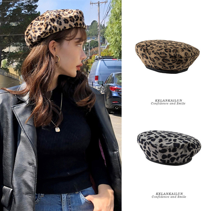 Jual Topi Baret Wanita Leopard print beret gugur dan musim dingin artis ...