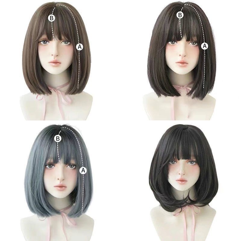 Jual Wig wanita full kepala lolita wik rambut wanita pendek wig daily ...