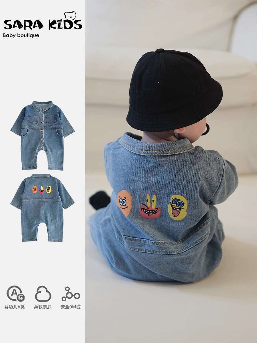 Jual Baby denim jumpsuit semi dan gugur, bayi pria untuk musim semi ...