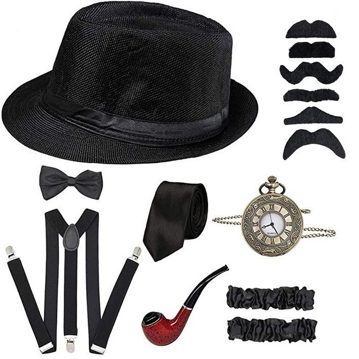 Jual Topi Unik 1920 Men's Ball Party Hat, Pipe, Pocket Watch, Strap and ...