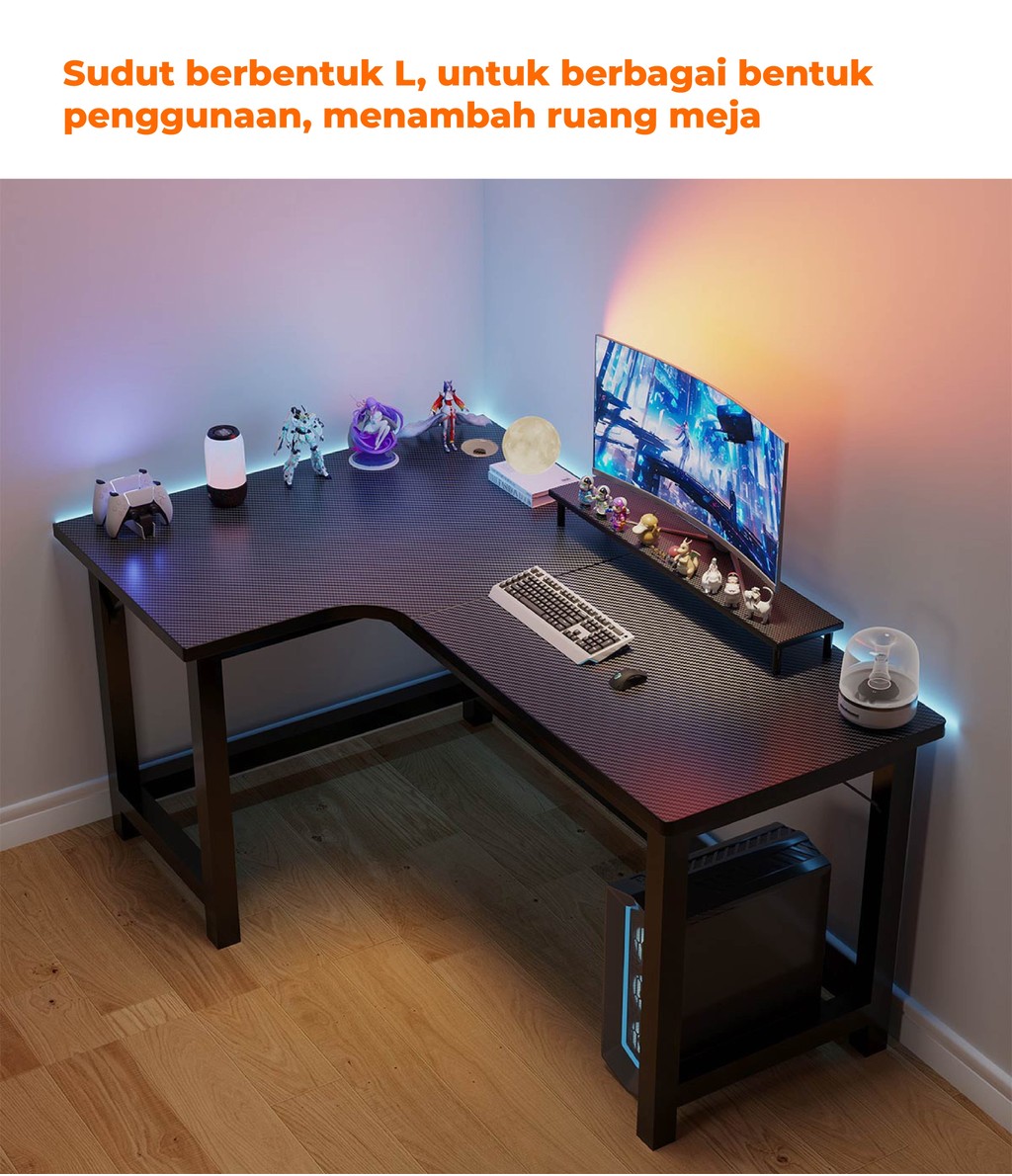 Jual Homedoki Meja Gaming / L shaped Meja / Meja Komputer Serat Karbon ...