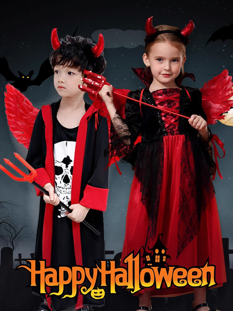 Jual Kostum Halloween anak-anak, gadis kosplay, kostum setan sayap ...