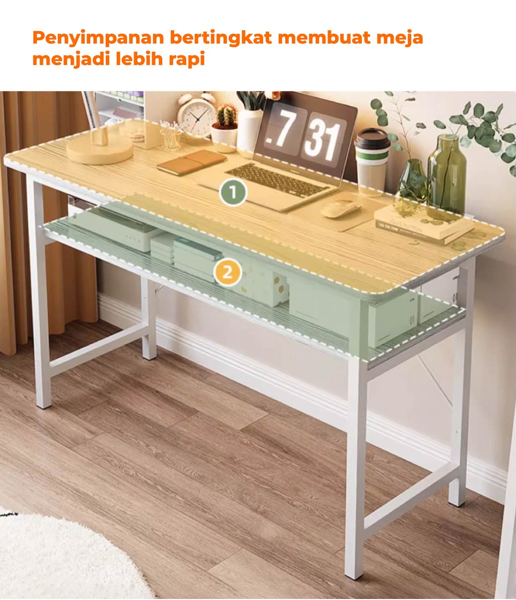 Jual Homedoki Meja Belajar 120cm / Meja Kantor / Meja Komputer / Meja Kerja / Meja Kamar / Meja ...